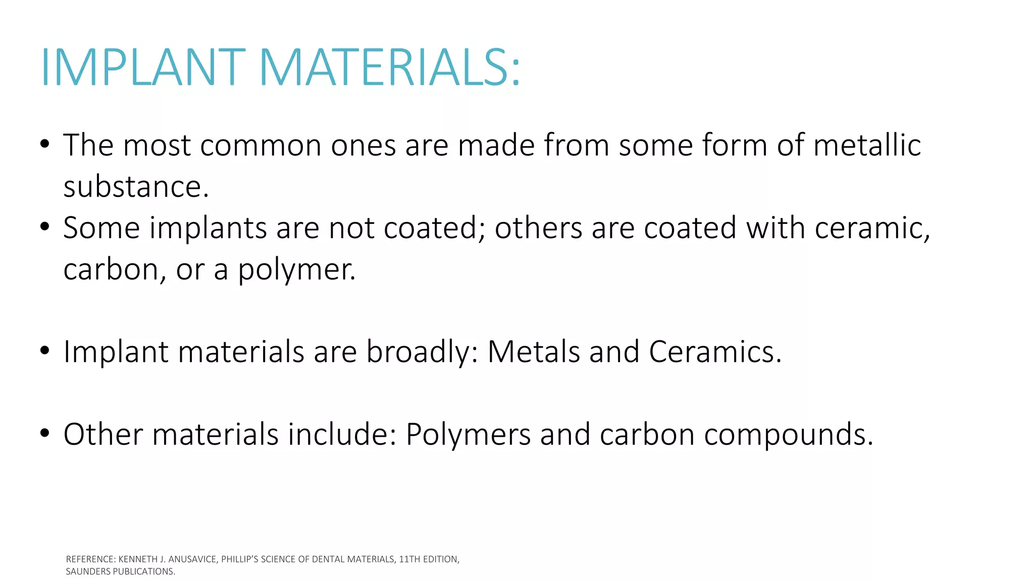 Dental implant materials | PPTX