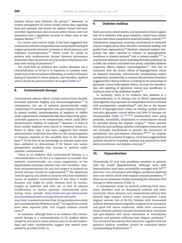 Dental implants in the medically compromised patient | PDF | Dental ...