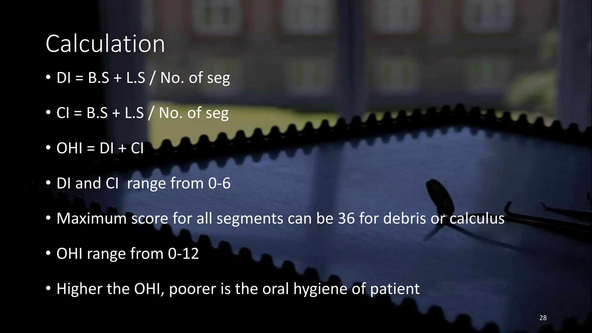 Dental indices | PPTX | Dental Health | Diseases and Conditions