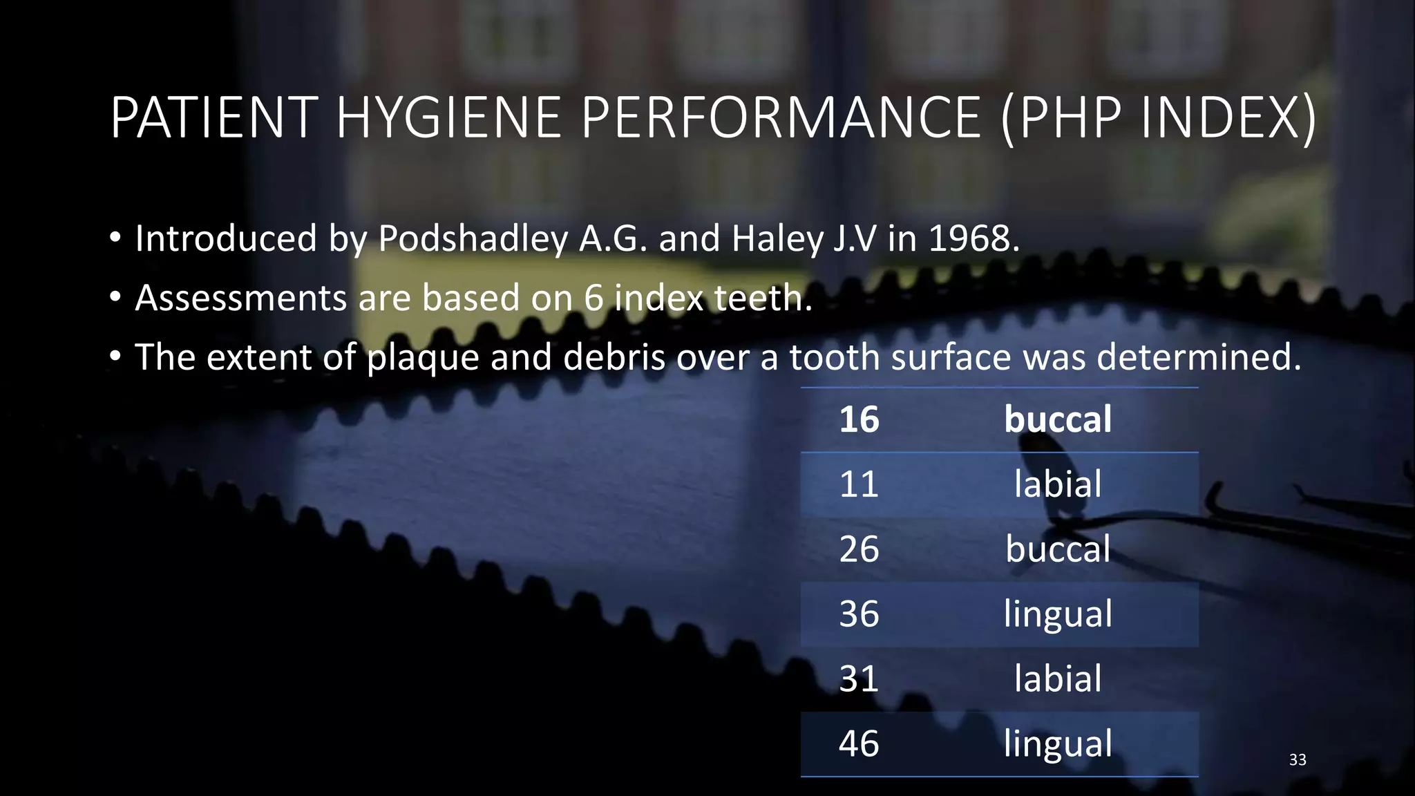 Dental indices | PPTX | Dental Health | Diseases and Conditions