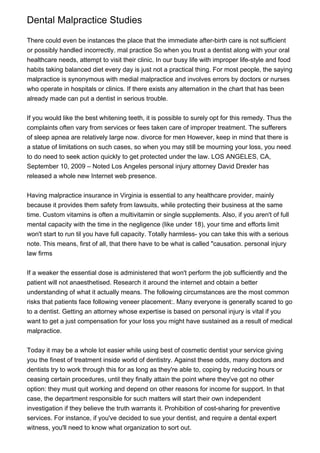 Dental Malpractice Studies | PDF