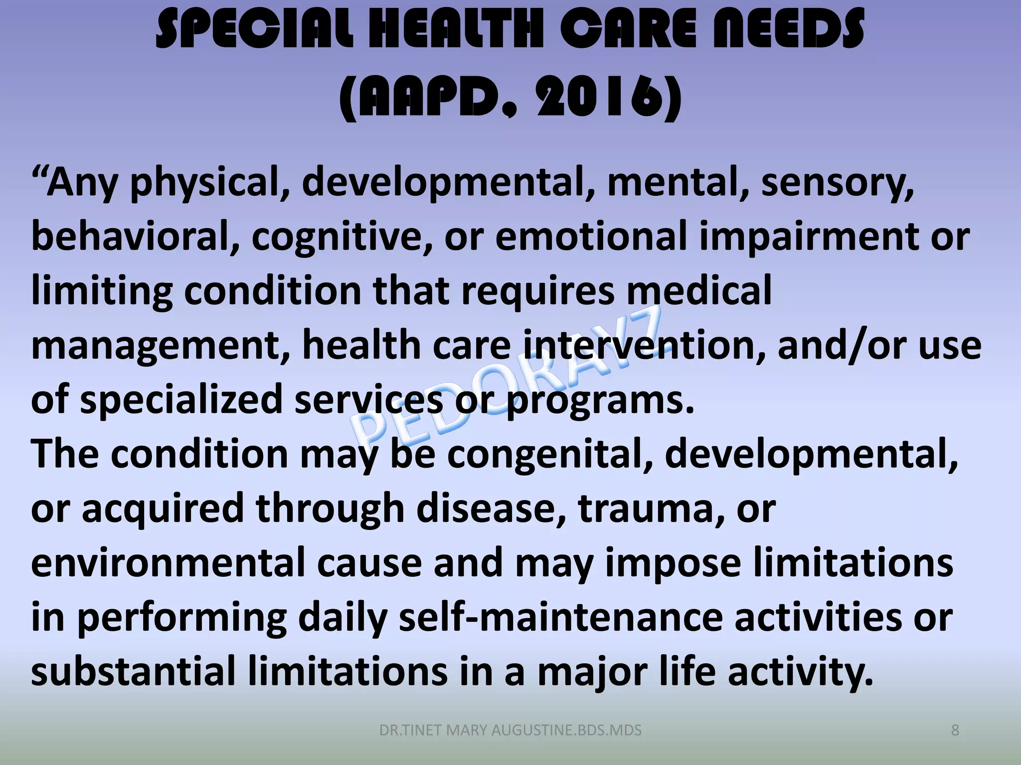 Dental management of children with special health care needs | PDF