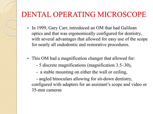 Dental operating microscope | PPTX | Photography | Arts and Crafts