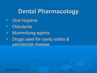 Dental pharmacology (1) | PPT