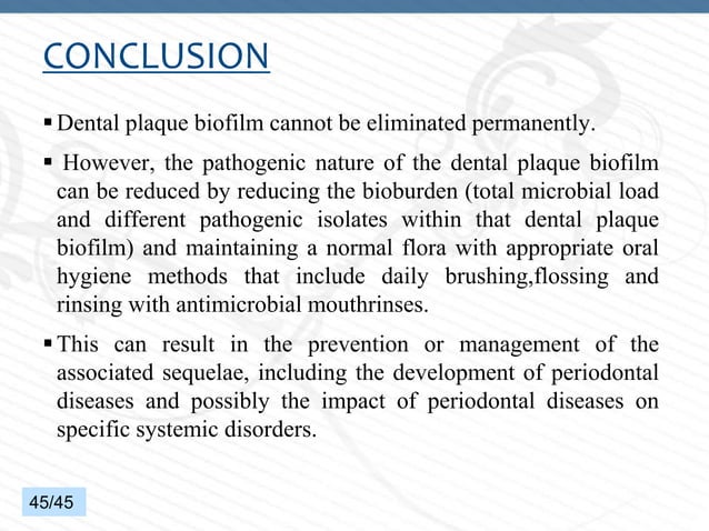 DENTAL PLAQUE - PART 2 (BIOFILM) | PPTX | Dental Health | Diseases and ...