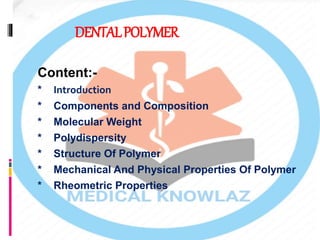 Dental polymer part 1 | PPTX