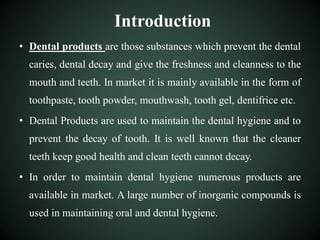 Dental Products - Pharmaceutical Inorganic Chemistry | PDF