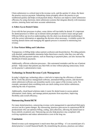 Dental Revenue Cycle Management- A study | PDF