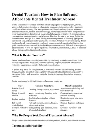 Dental Tourism: How to Plan Safe and Affordable Dental Treatment Abroad ...