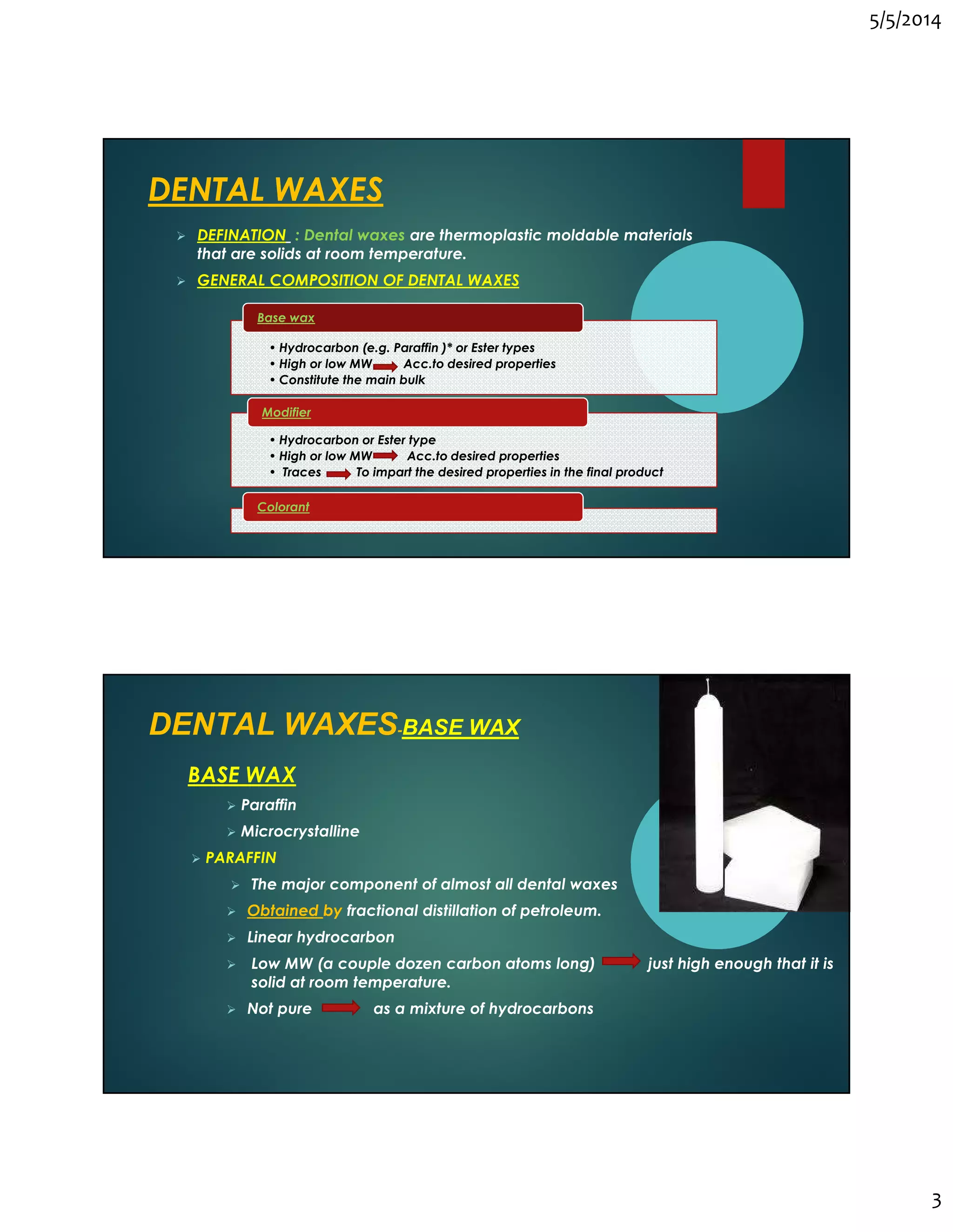 Dental waxes | PDF