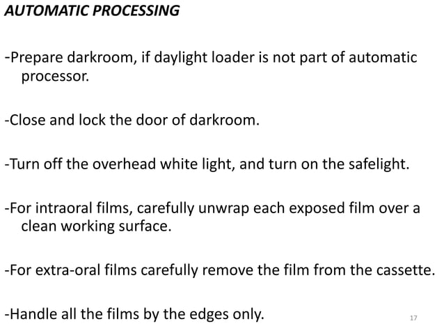 Dental x ray film processing | PPTX | Medical Tests | Medical Health