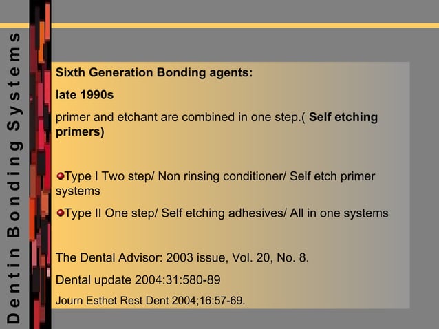 Dentin Bonding Systems in operative dentistry | PPT