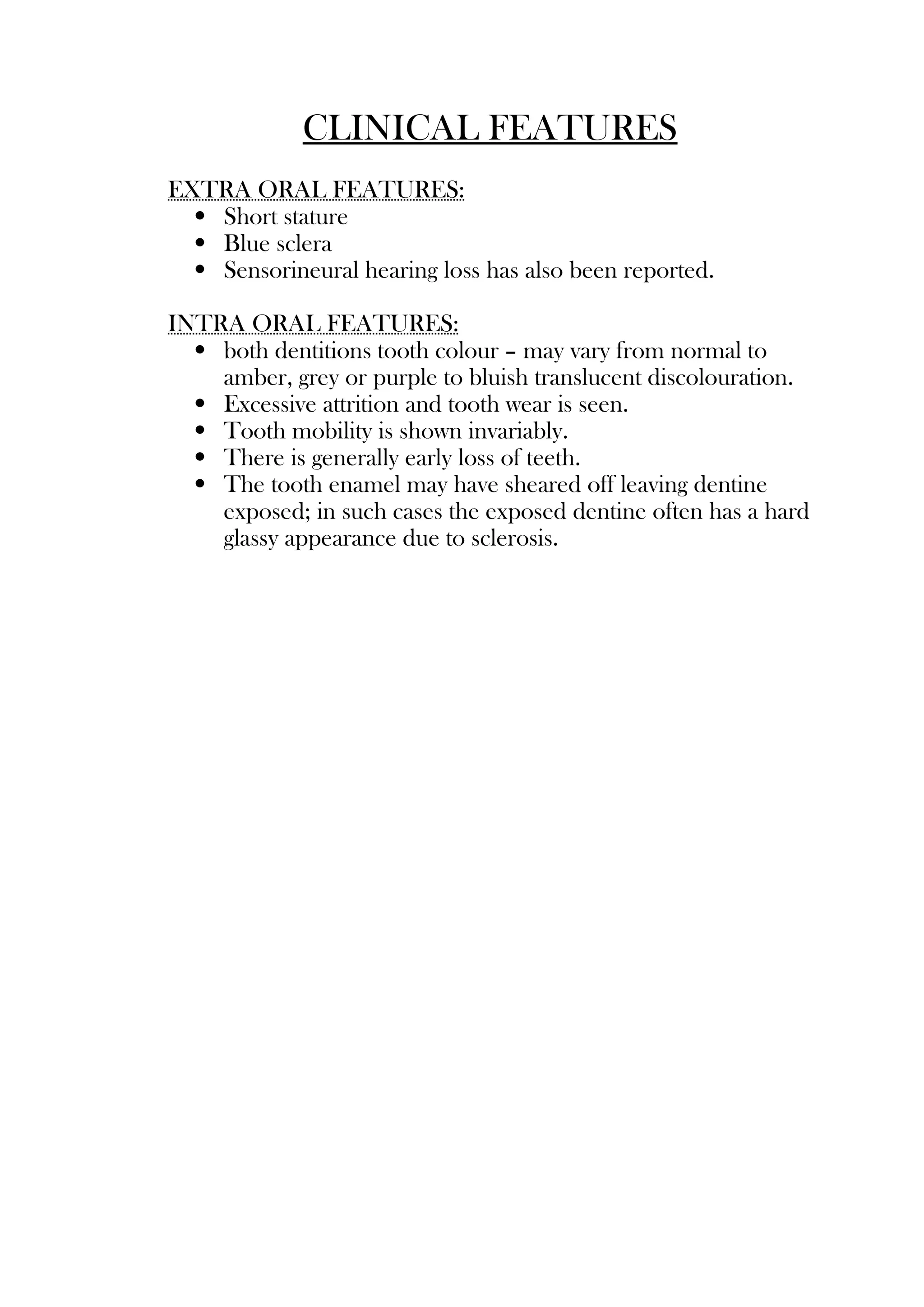 DENTINOGENESIS IMPERFECTA in adult tooth | DOCX