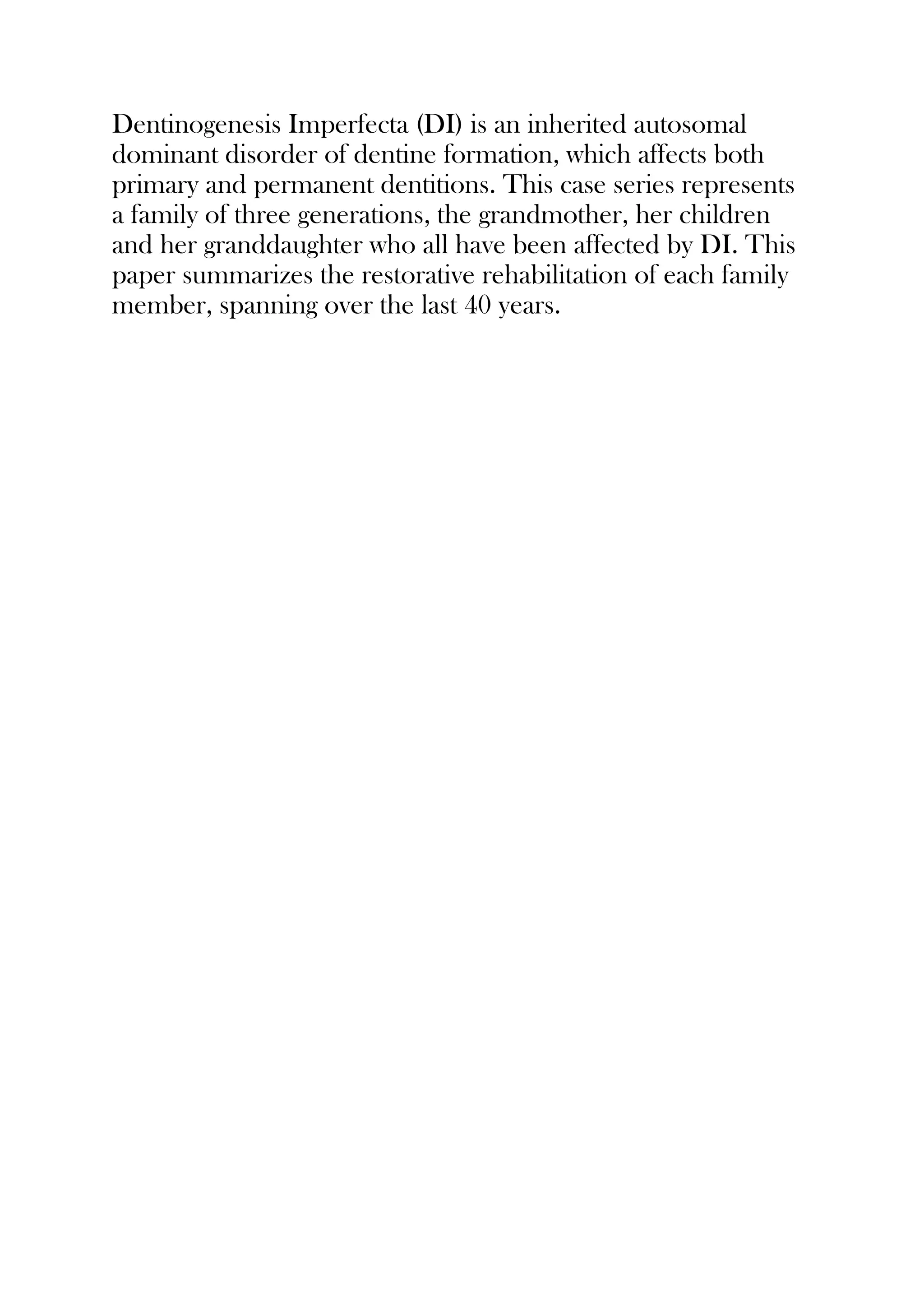 DENTINOGENESIS IMPERFECTA in adult tooth | DOCX