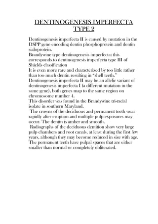 DENTINOGENESIS IMPERFECTA in adult tooth | PDF