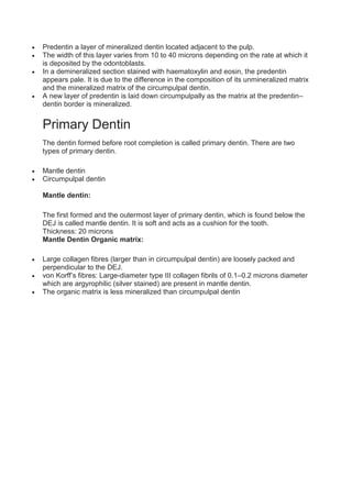Dentin Oral Histology Notes Dentin Salient Features Of Dentin | DOCX