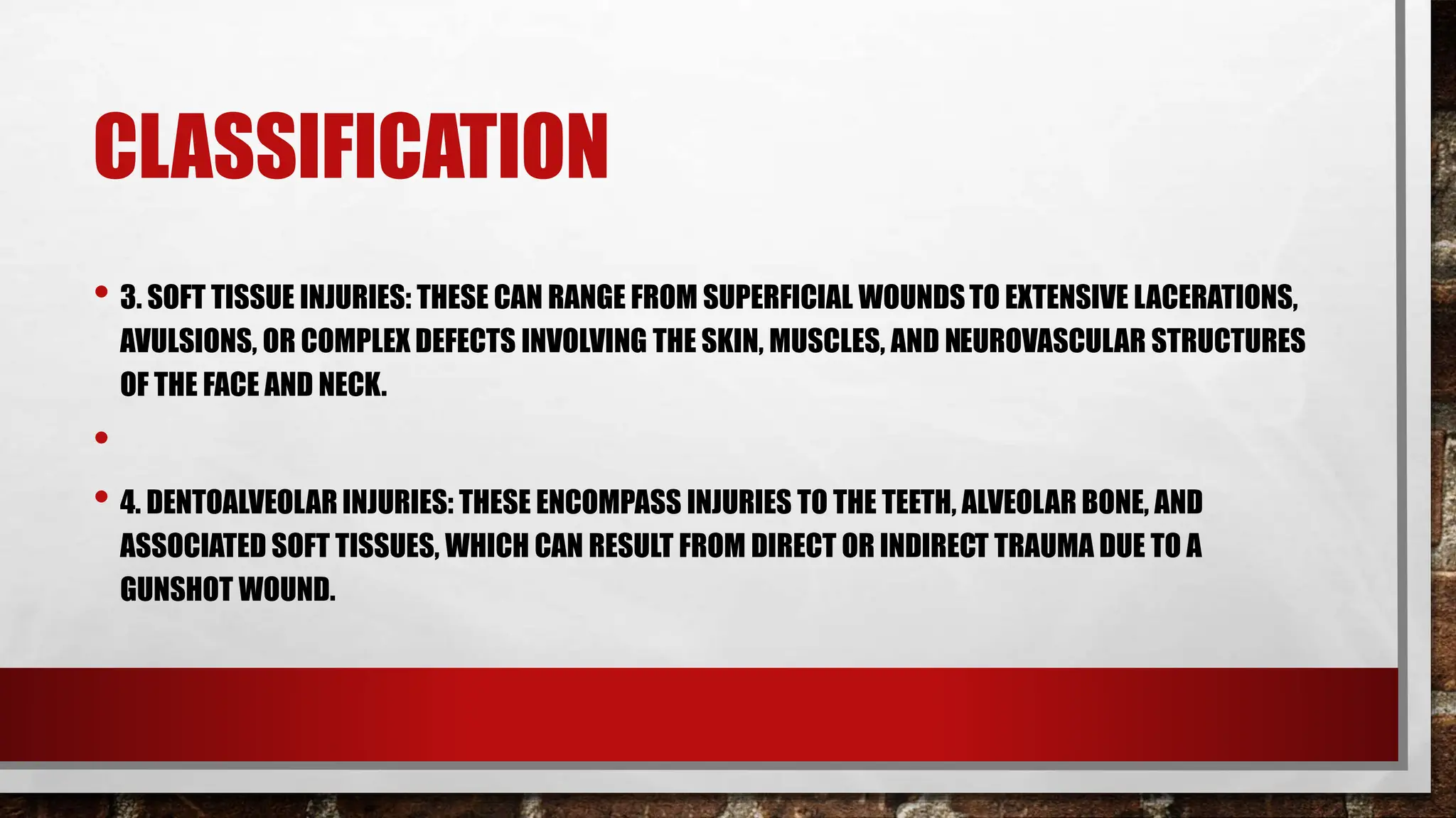 Classification of gunshot wounds of maxillofacial region | PPTX