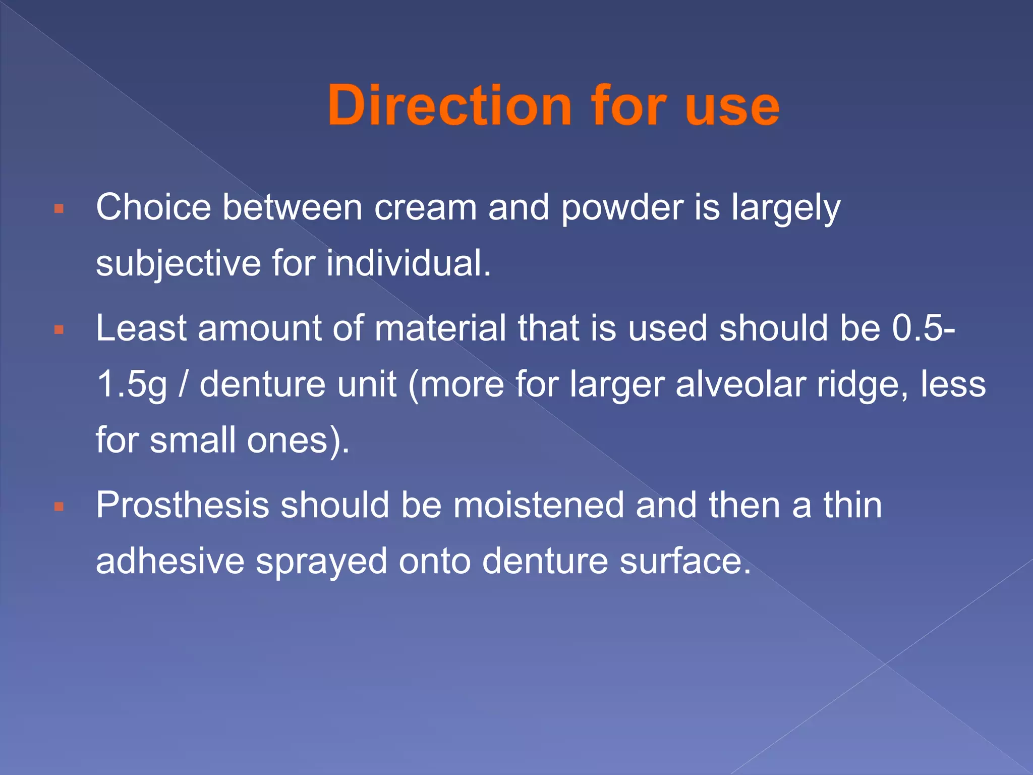 Denture adhesives and cleansers | PPTX