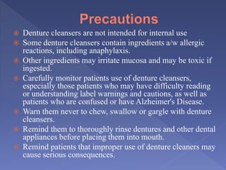 Denture adhesives and cleansers | PPTX