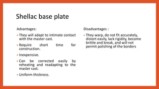Denture base and occlusal rims | PPTX