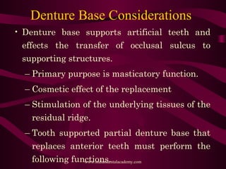 Denture base considerations (2)/certified fixed orthodontic courses by ...