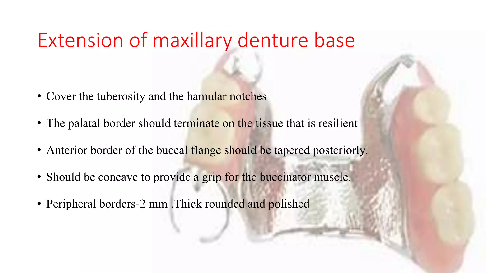 Denture base considerations in rpd | PPTX