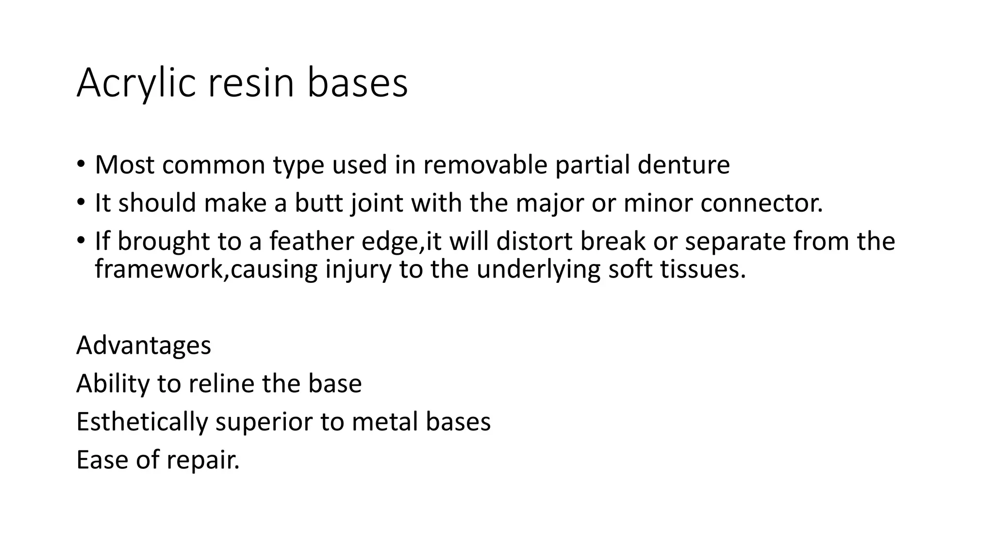 Denture base considerations in rpd | PPTX
