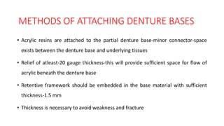 Denture base considerations in rpd | PPTX