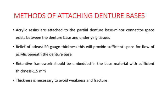 Denture base considerations in rpd | PPTX | Oral care | Personal Care