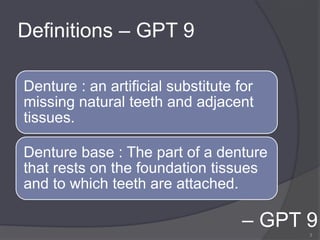 Denture base resins | PPTX