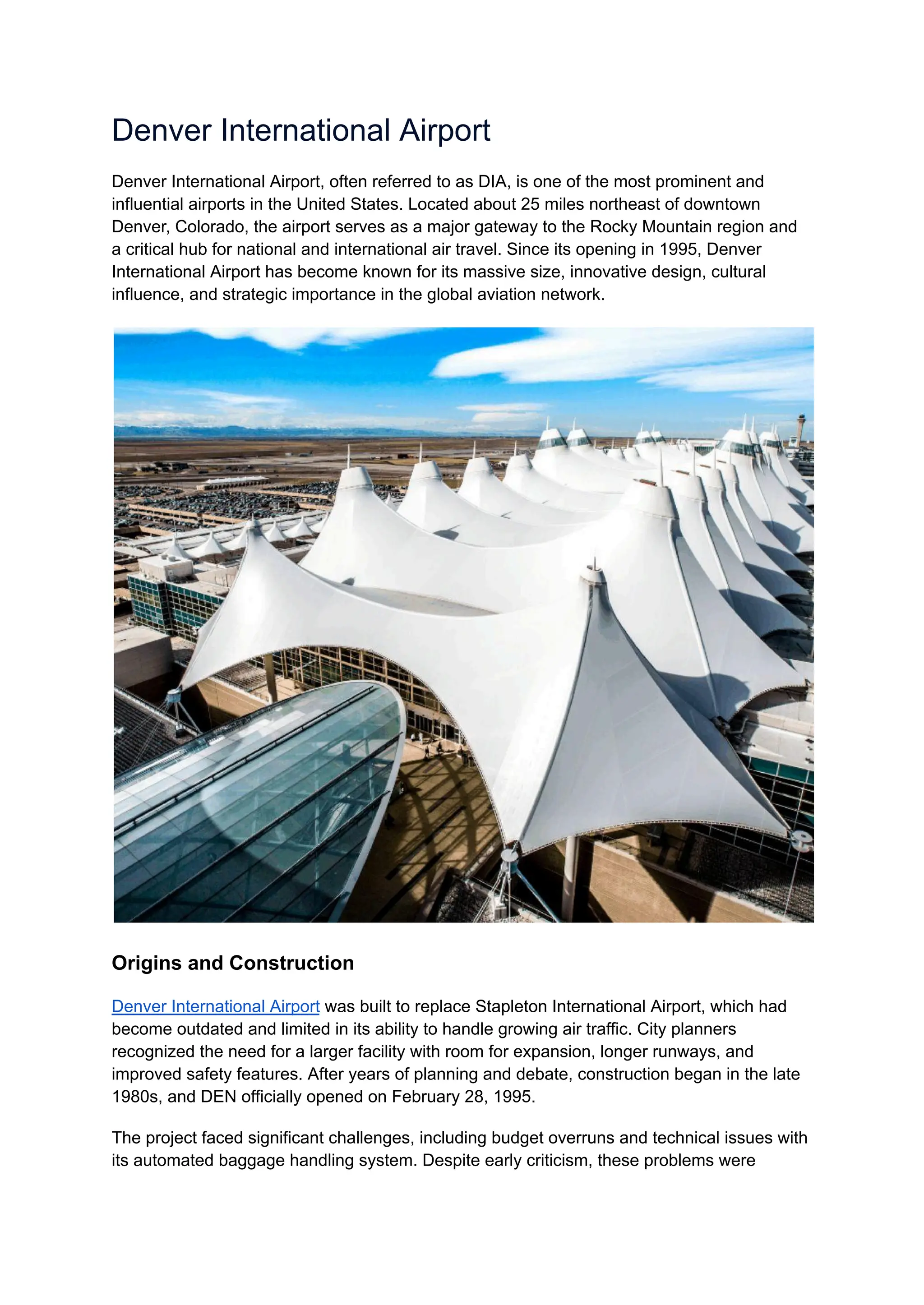 Denver International Airport (DEN International Airport) | PDF