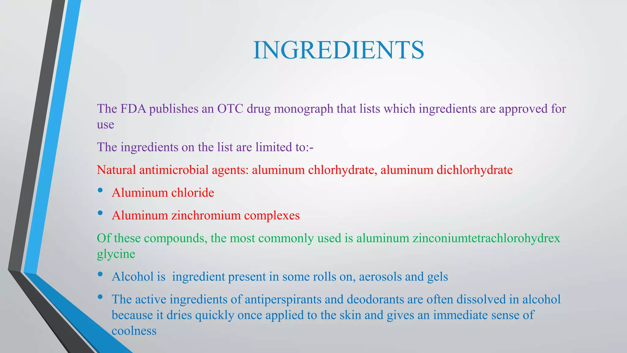 Deodorants and antiperspirants Cosmetic Science | PPTX