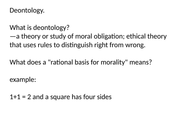 DEONTOLOGY in the Philippines and on moral conviction | PPTX