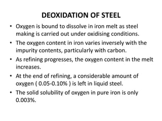 Deoxidation and inclusion control | PPTX