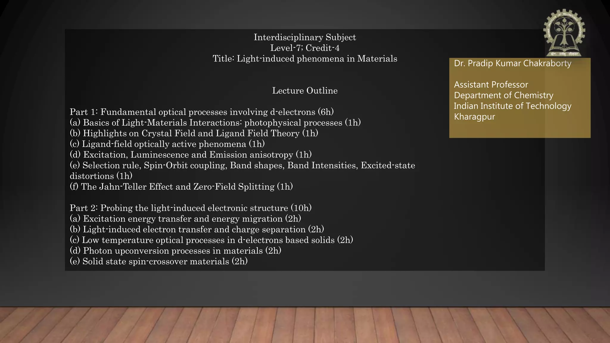 Dep. of chemistry elective list | PPTX