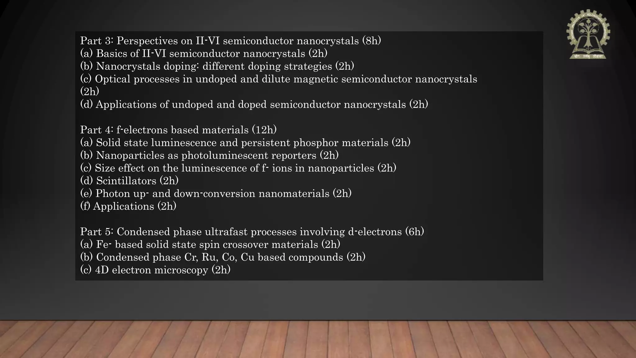Dep. of chemistry elective list | PPTX