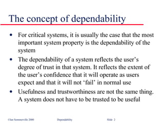 Depandability in Software Engineering SE16 | PPT