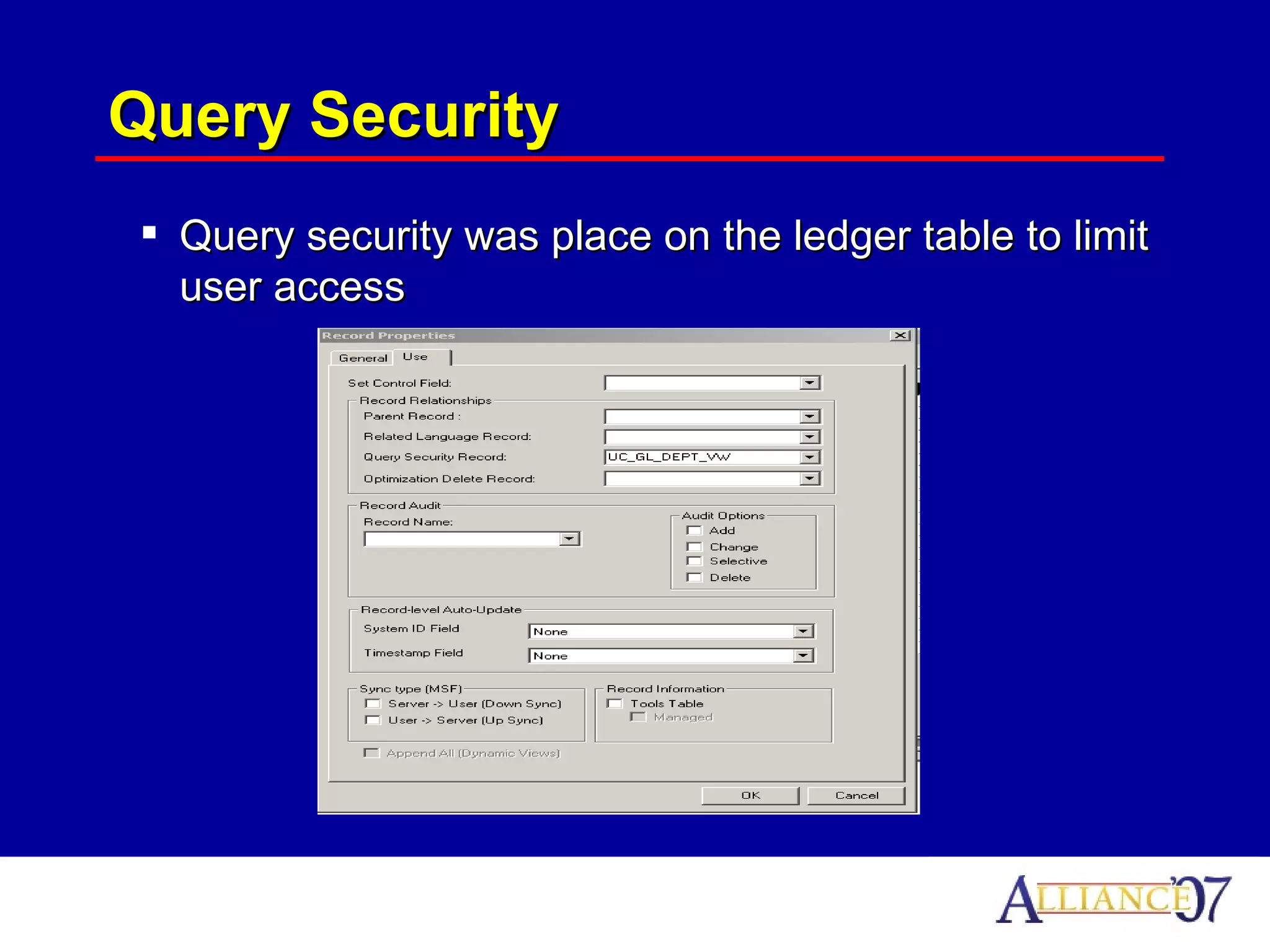 Department Row Level Security Customization For People Soft General Ledger.Ppt