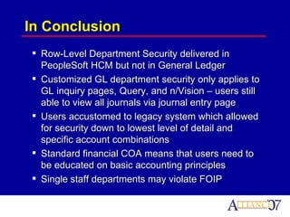 Department Row Level Security Customization For People Soft General Ledger.Ppt