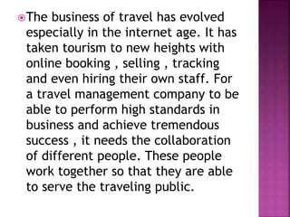 MS.TLE Departmental function of a travel management company | PPTX
