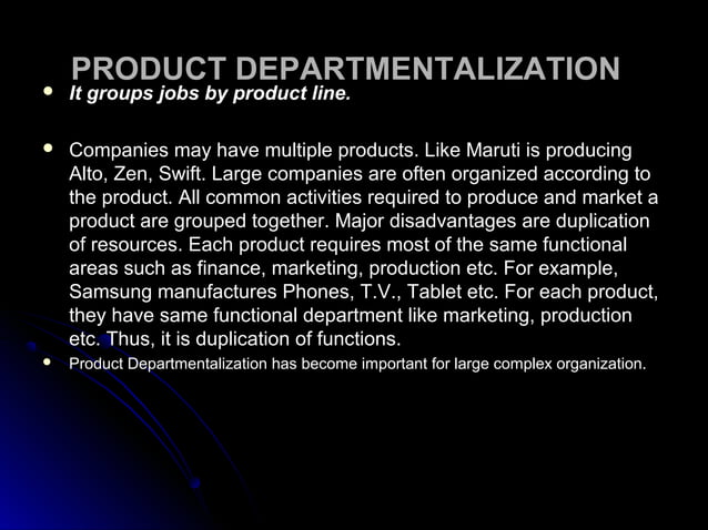 Departmentalization in an Organization | PPT | Business | Business and ...