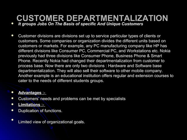 Departmentalization in an Organization | PPT | Business | Business and ...