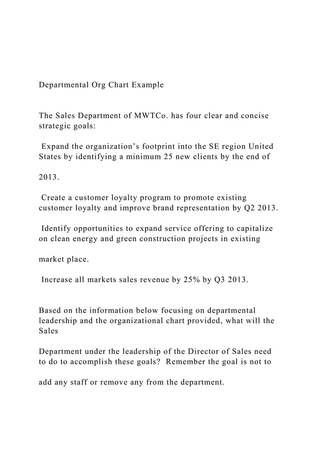 Departmental Org Chart Example The Sales Department of M.docx