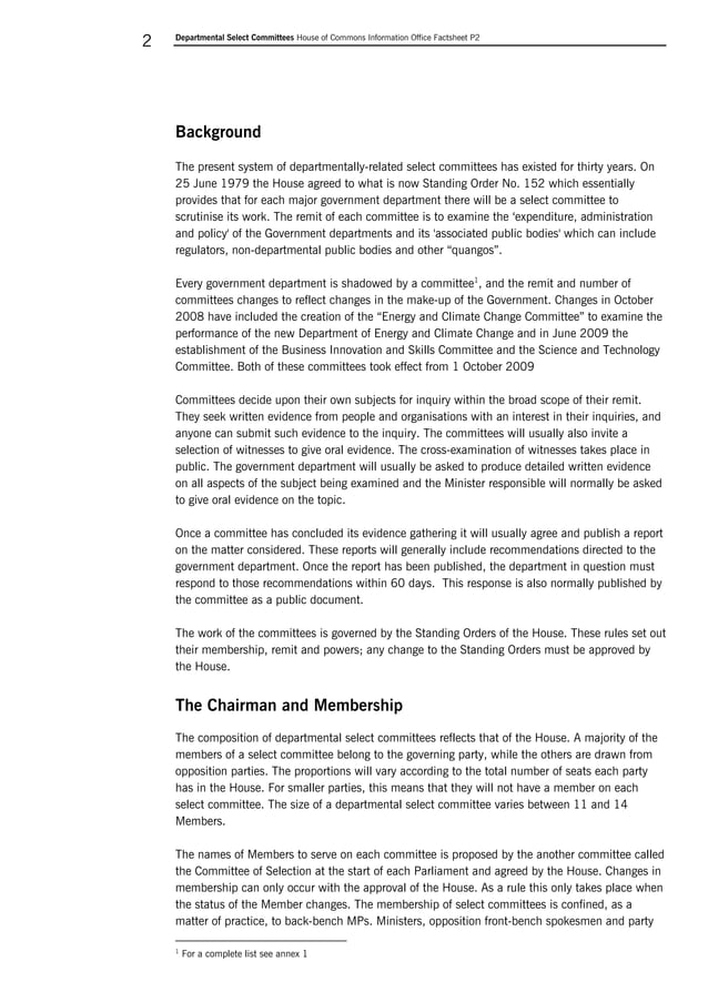 Departmental select committees_(factsheet)[1] | PDF