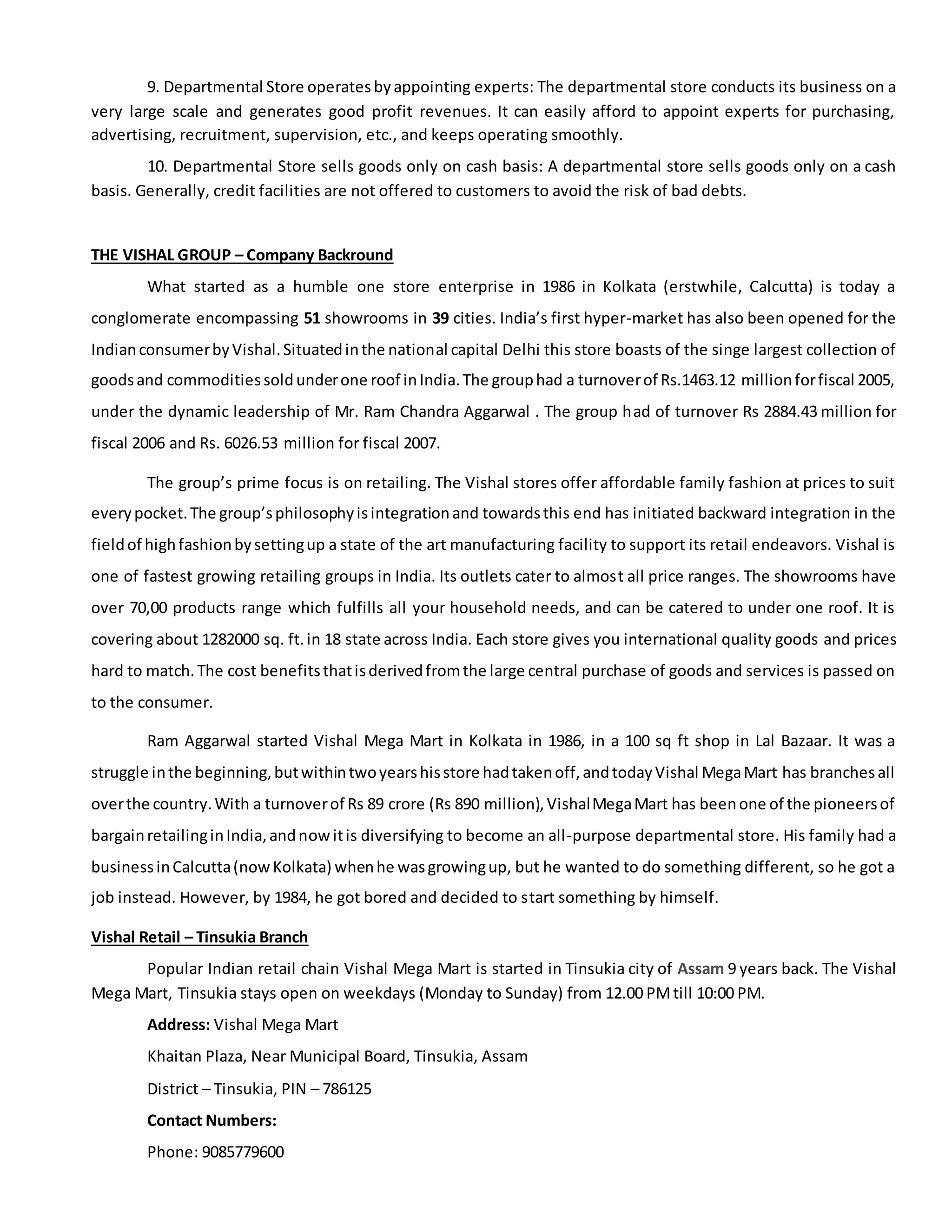 Departmental store Project - Tinsukia College | DOCX