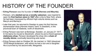 H&M departmentalisation | PPT