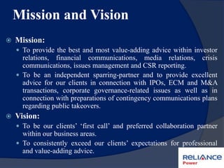 Departmentalization of Reliance Power Limited | PPTX