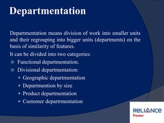 Departmentalization of Reliance Power Limited | PPT