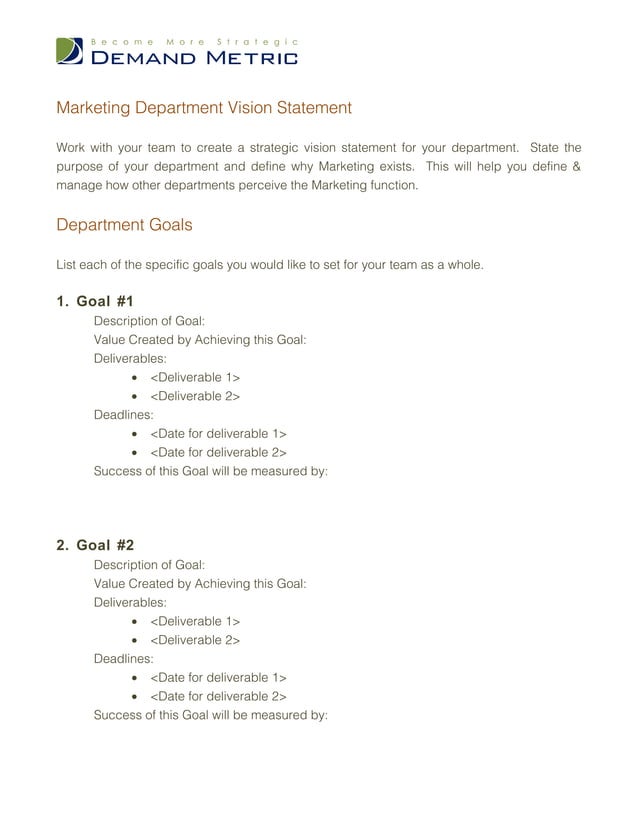 Department Goals Template | DOC