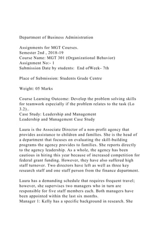 Department of Business AdministrationAssignments for MGT Cou.docx